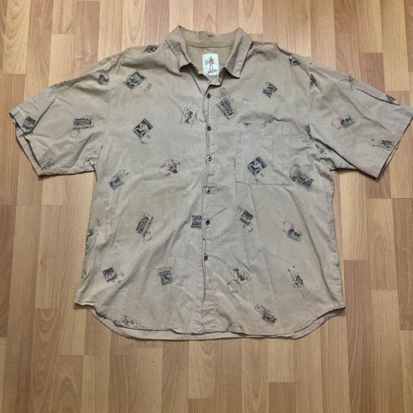 Bush Pilot | Shirts | Vintage Bush Pilot Button Up Beige Shirt World ...